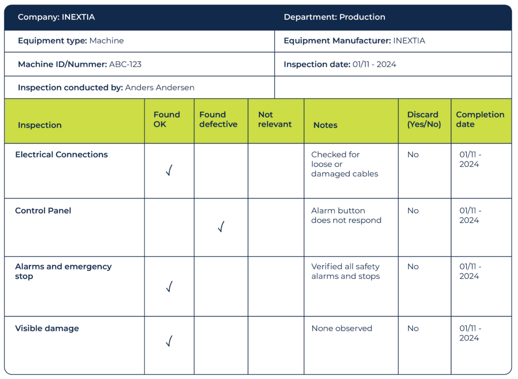 How do you document Statutory inspections? | INEXTIA